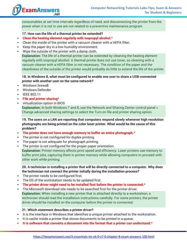 IT Essentials (Version 7.0) - ITE Chapter 8 Exam Answers | PDF