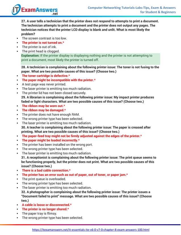 IT Essentials (Version 7.0) - ITE Chapter 8 Exam Answers | PDF