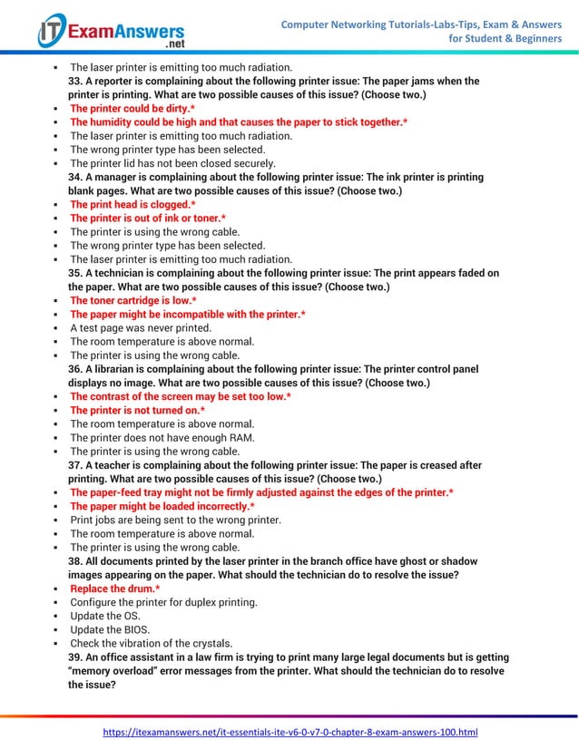 IT Essentials (Version 7.0) - ITE Chapter 8 Exam Answers | PDF
