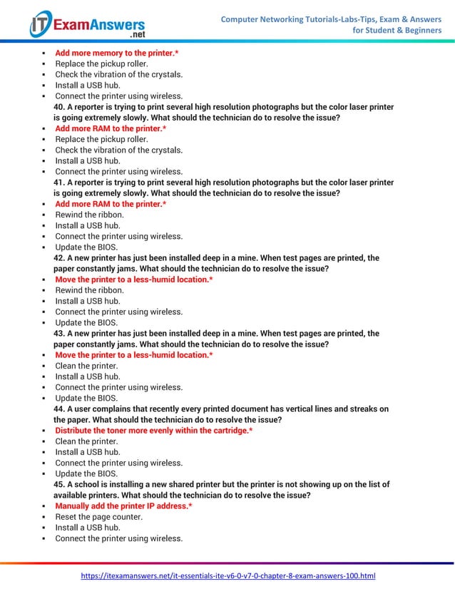 IT Essentials (Version 7.0) - ITE Chapter 8 Exam Answers | PDF