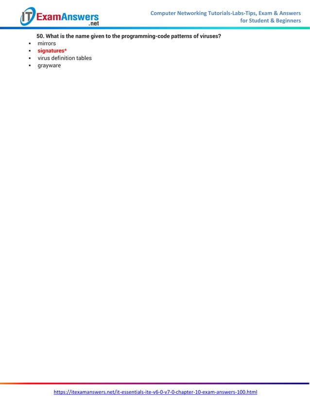 IT Essentials (Version 7.0) - ITE Chapter 10 Exam Answers | PDF