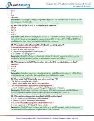 IT Essentials (Version 7.0) - ITE Chapter 10 Exam Answers | PDF