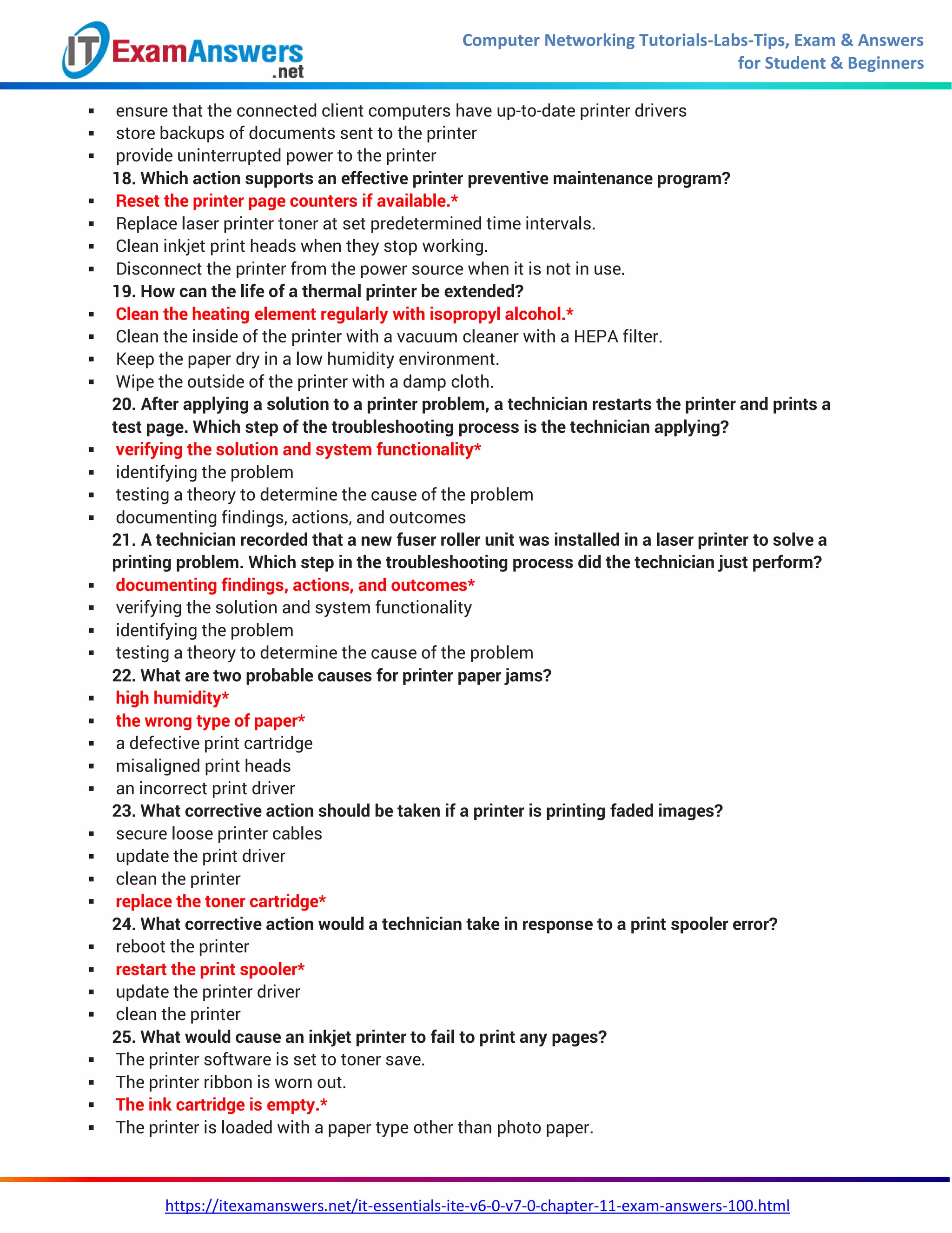 IT Essentials (Version 7.0) - ITE Chapter 11 Exam Answers | PDF