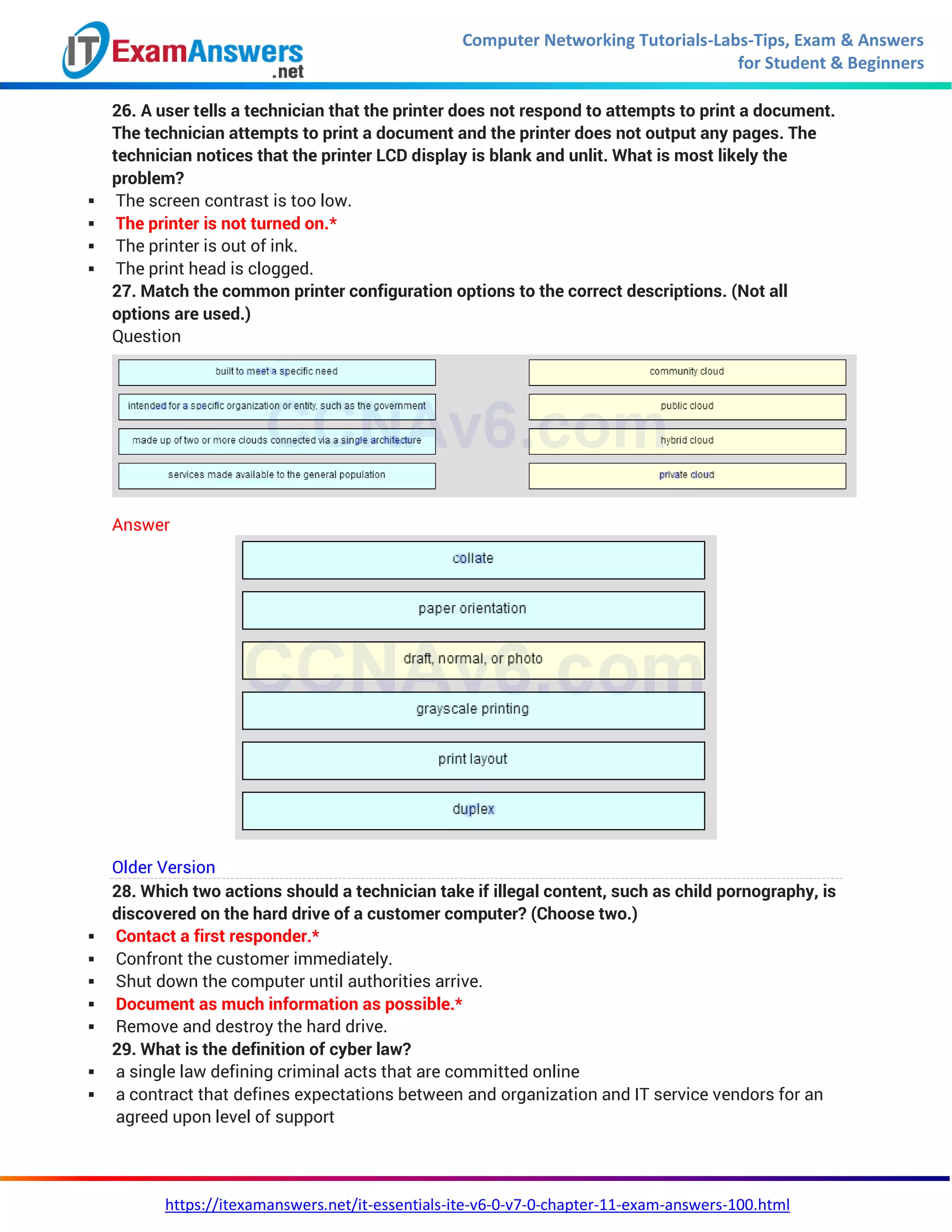 IT Essentials (Version 7.0) - ITE Chapter 11 Exam Answers | PDF