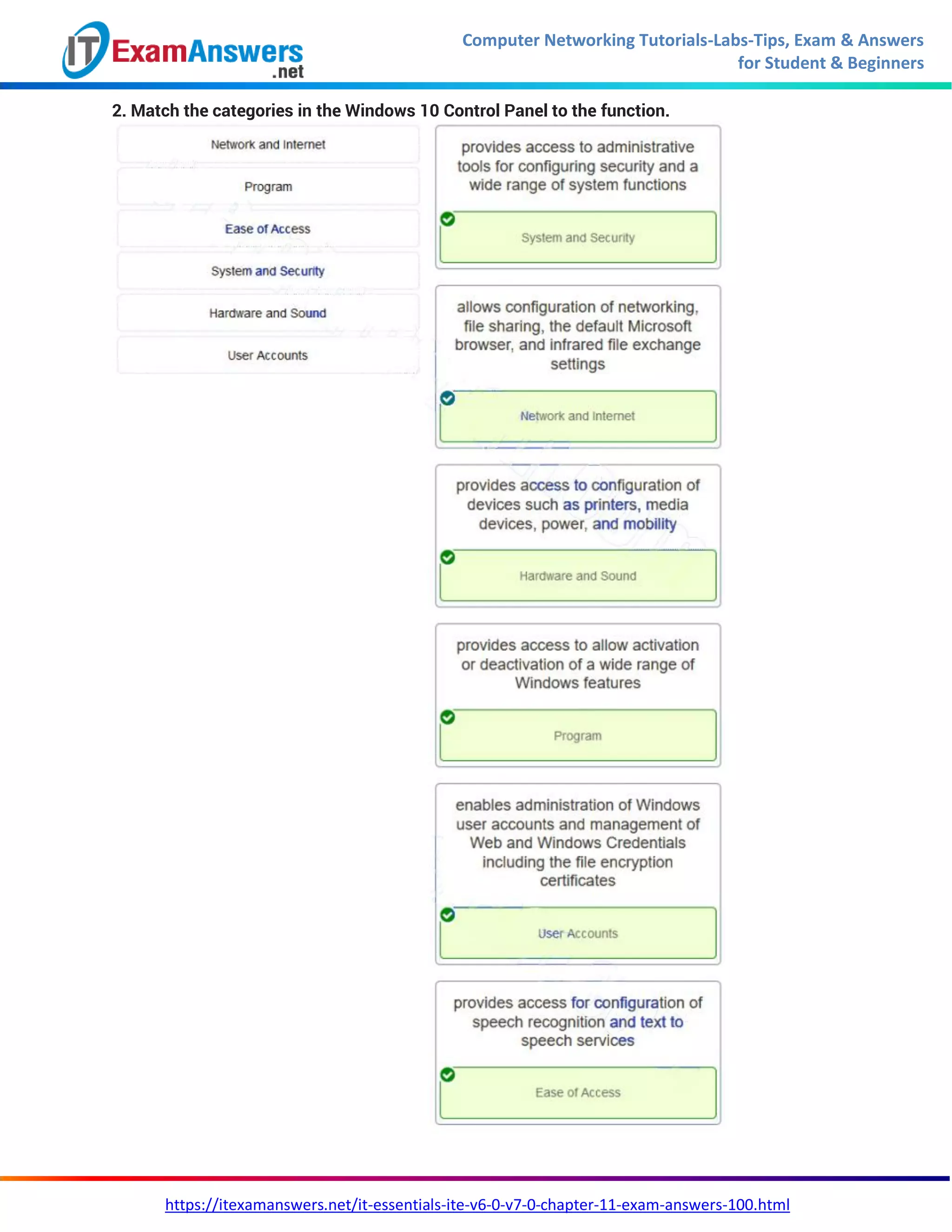 IT Essentials (Version 7.0) - ITE Chapter 11 Exam Answers | PDF