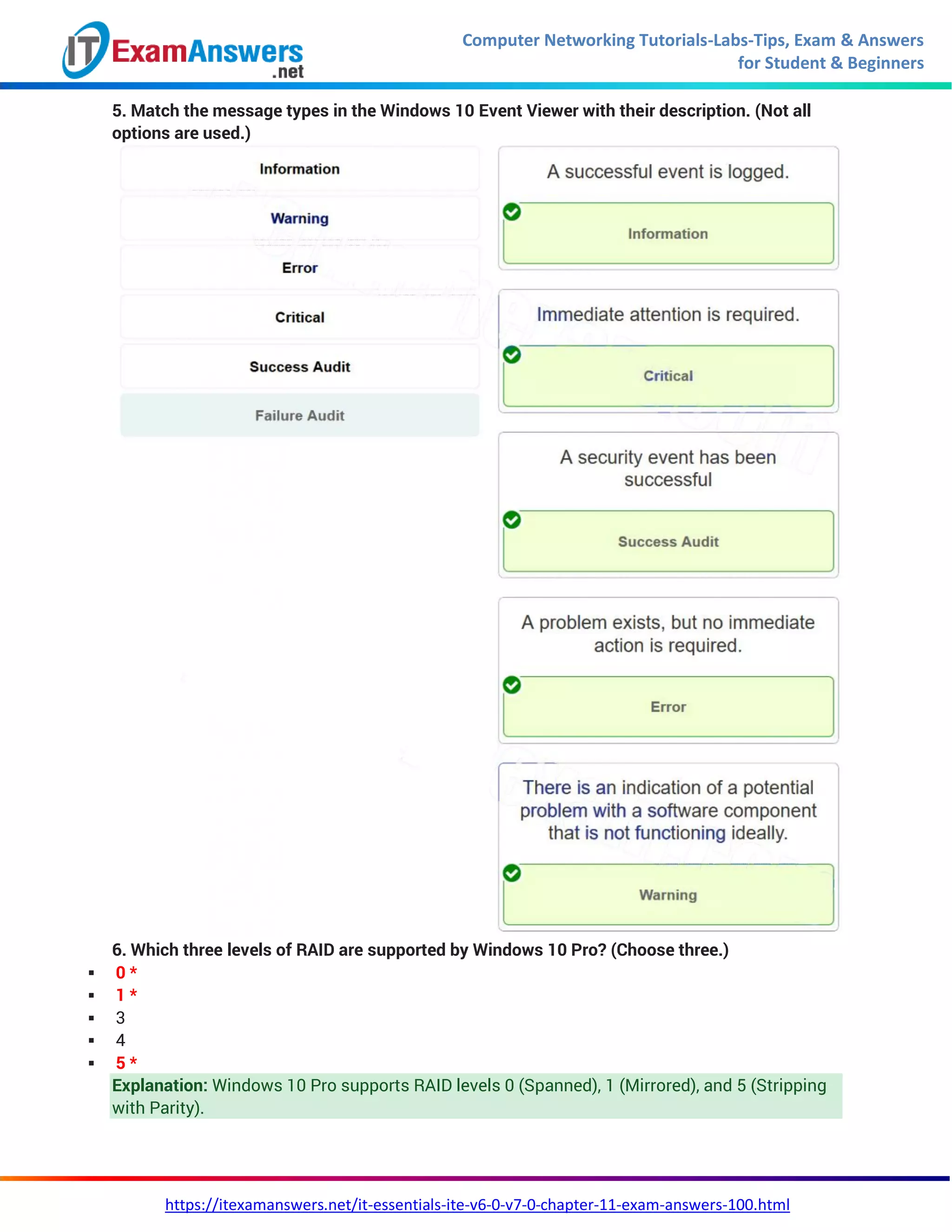 IT Essentials (Version 7.0) - ITE Chapter 11 Exam Answers | PDF