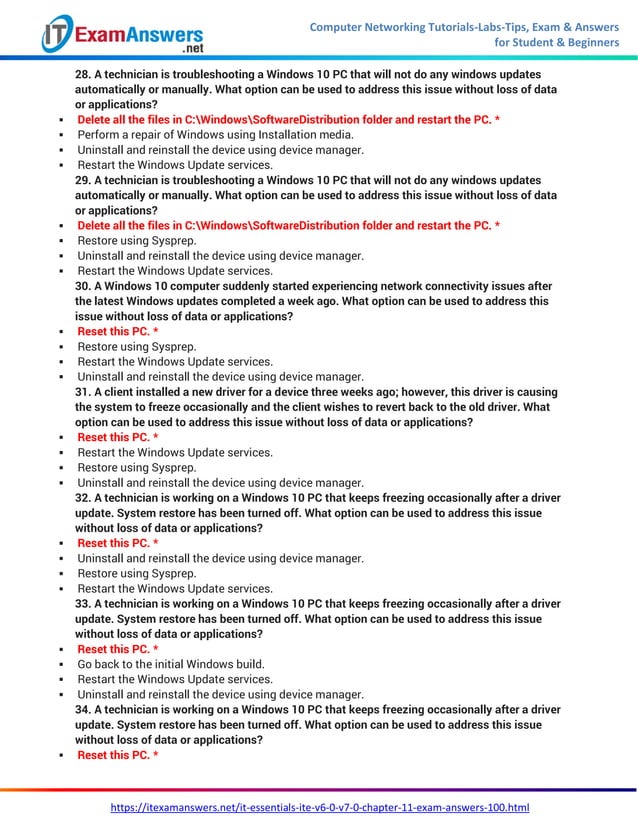 IT Essentials (Version 7.0) - ITE Chapter 11 Exam Answers | PDF