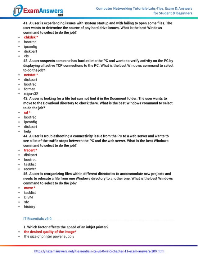 IT Essentials (Version 7.0) - ITE Chapter 11 Exam Answers | PDF