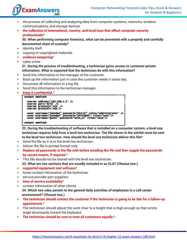 IT Essentials (Version 7.0) - ITE Chapter 11 Exam Answers | PDF