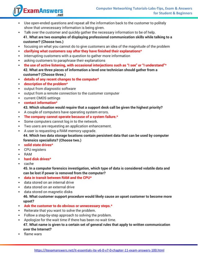 IT Essentials (Version 7.0) - ITE Chapter 11 Exam Answers | PDF