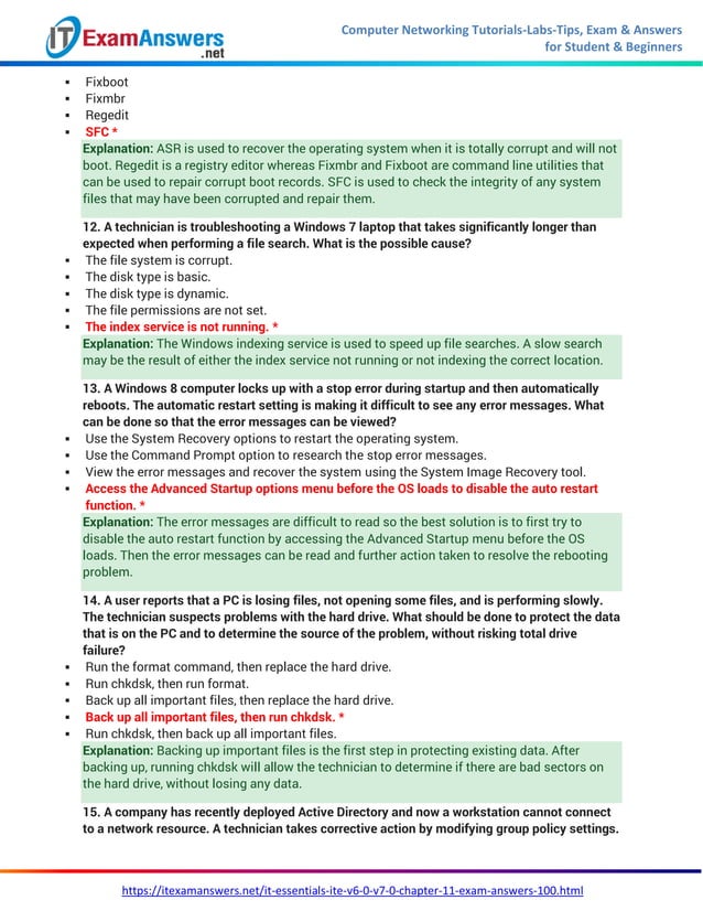 IT Essentials (Version 7.0) - ITE Chapter 11 Exam Answers | PDF