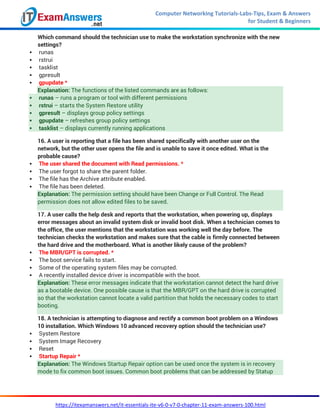 IT Essentials (Version 7.0) - ITE Chapter 11 Exam Answers | PDF