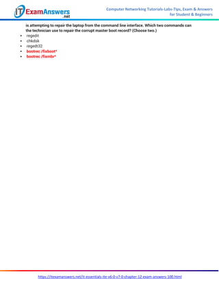 IT Essentials (Version 7.0) - ITE Chapter 12 Exam Answers | PDF