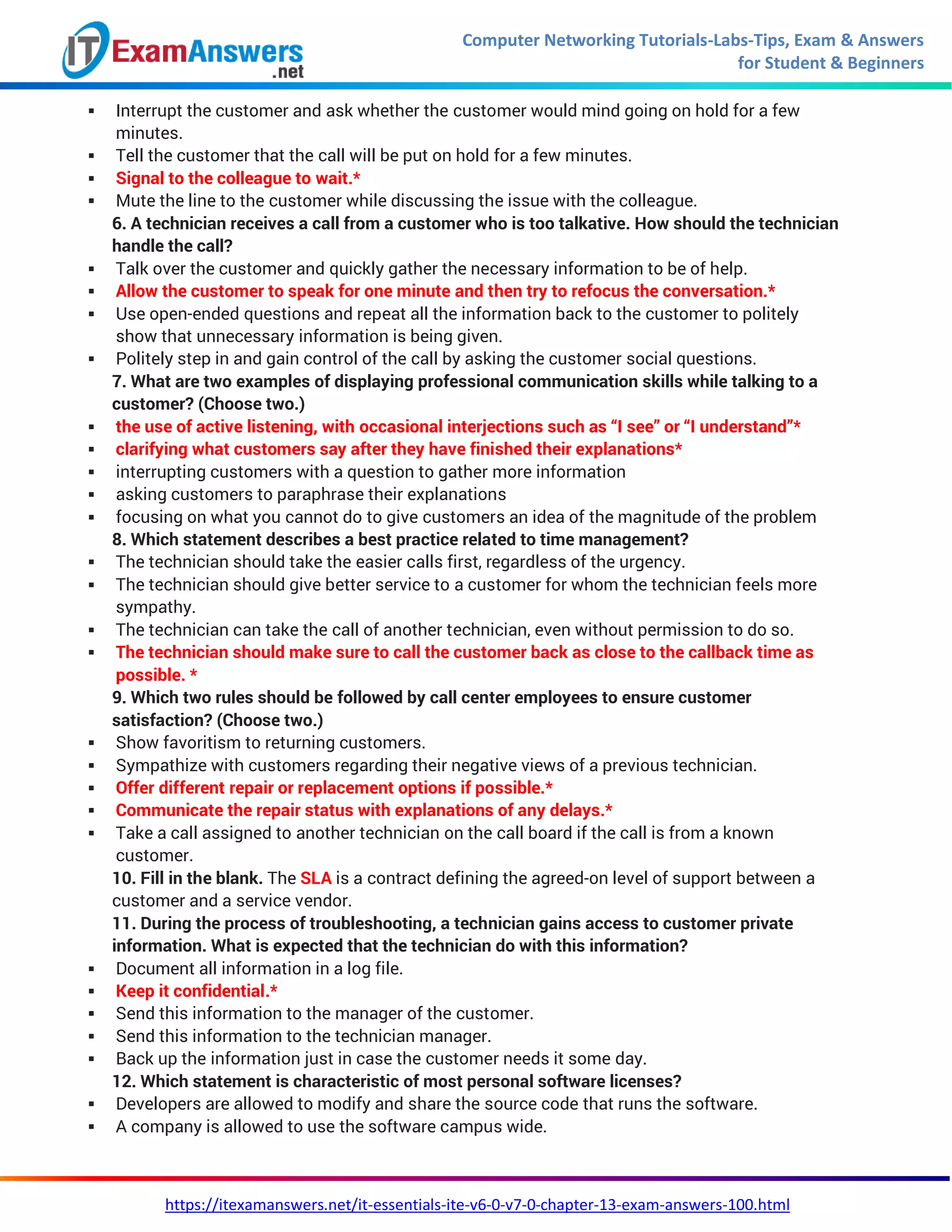 IT Essentials (Version 7.0) - ITE Chapter 13 Exam Answers | PDF