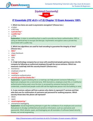 IT Essentials (Version 7.0) - ITE Chapter 13 Exam Answers | PDF