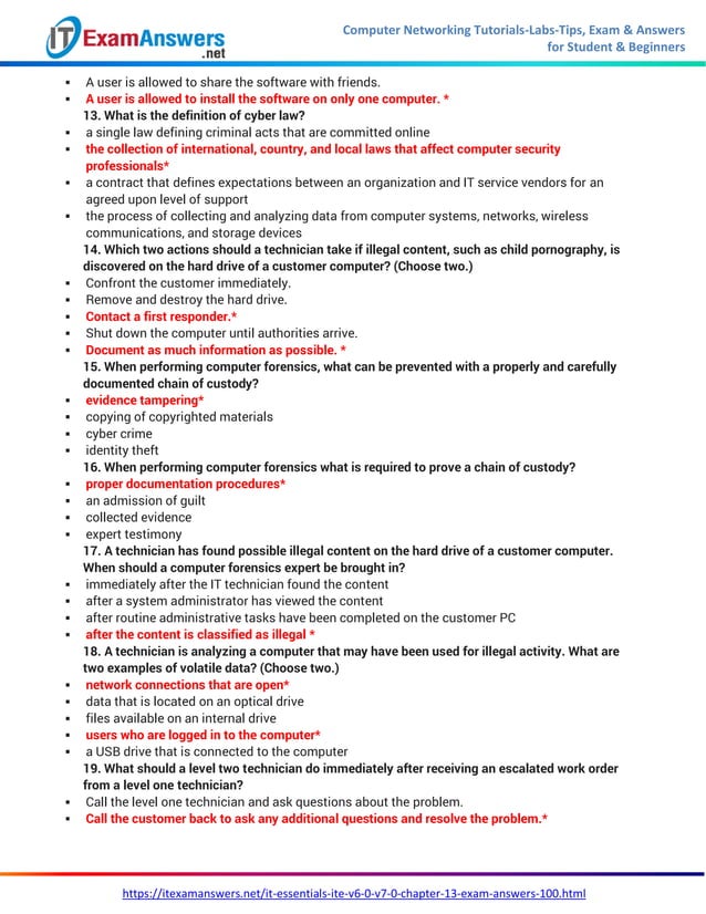 IT Essentials (Version 7.0) - ITE Chapter 13 Exam Answers | PDF | IT ...