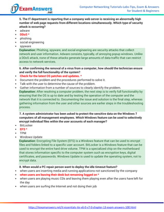 IT Essentials (Version 7.0) - ITE Chapter 13 Exam Answers | PDF