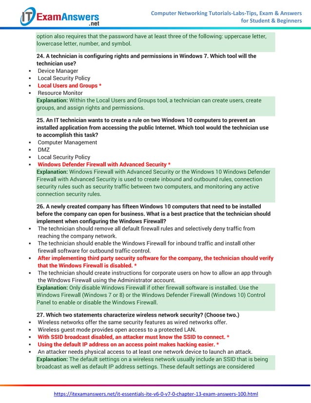 IT Essentials (Version 7.0) - ITE Chapter 13 Exam Answers | PDF | IT and Internet Support | Internet