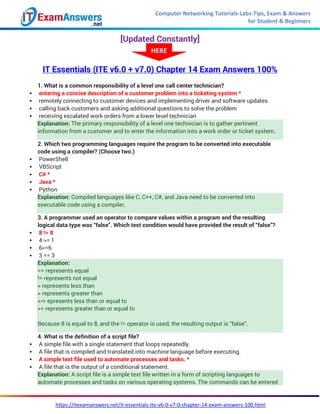 IT Essentials (Version 7.0) - ITE Chapter 14 Exam Answers | PDF