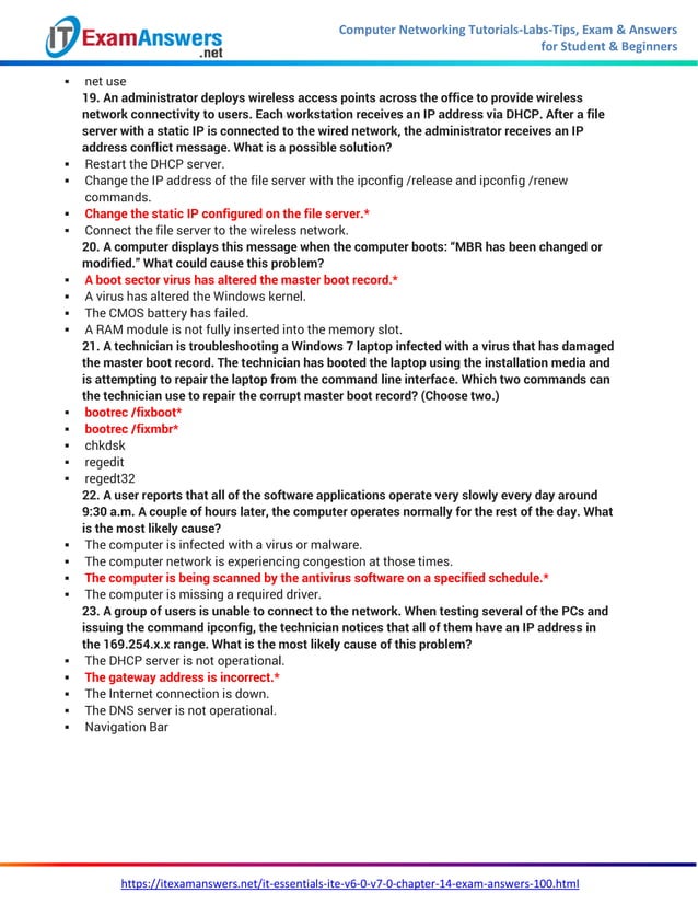IT Essentials (Version 7.0) - ITE Chapter 14 Exam Answers | PDF ...
