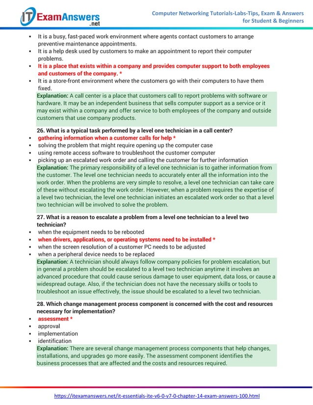 IT Essentials (Version 7.0) - ITE Chapter 14 Exam Answers | PDF ...
