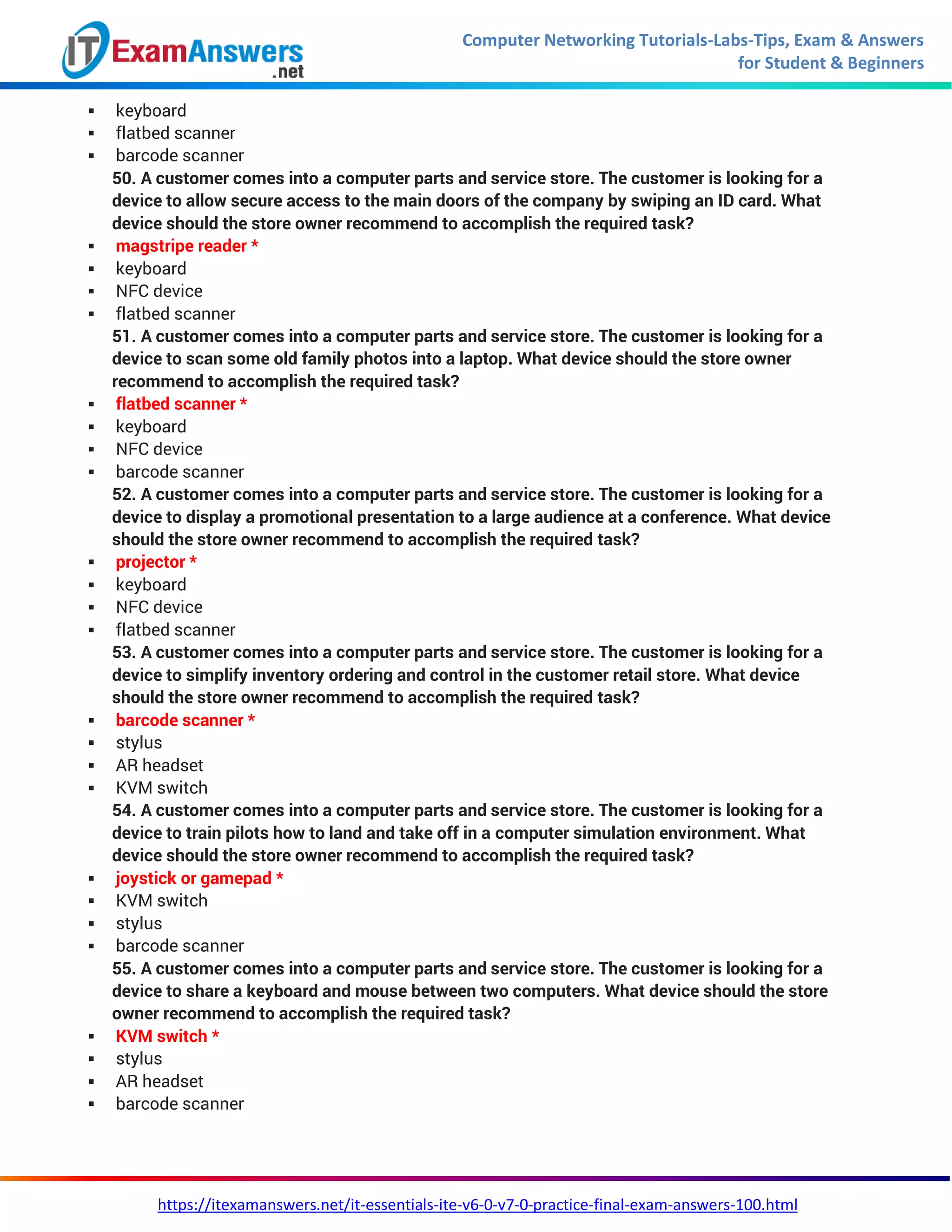 IT Essentials (Version 7.0) - ITE Practice Final Exam Answers | PDF