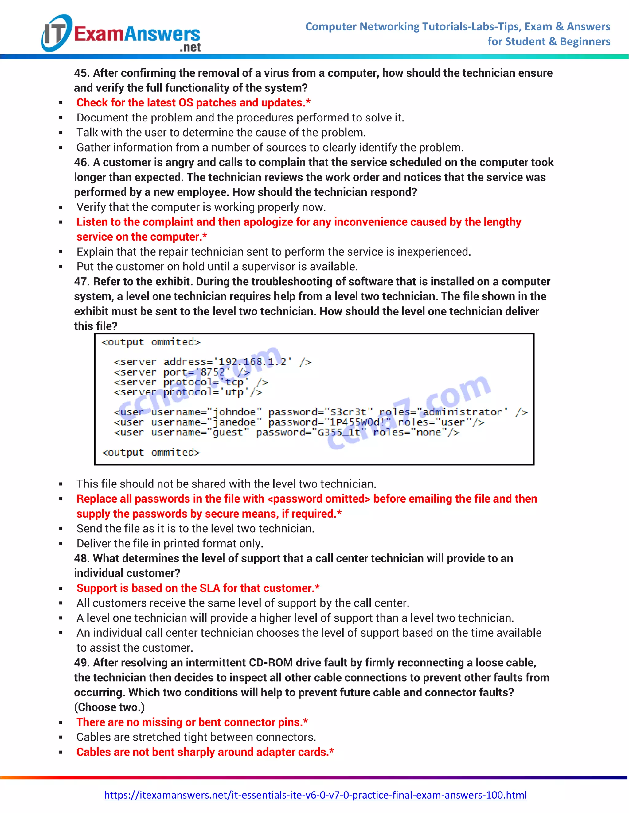 IT Essentials (Version 7.0) - ITE Practice Final Exam Answers | PDF