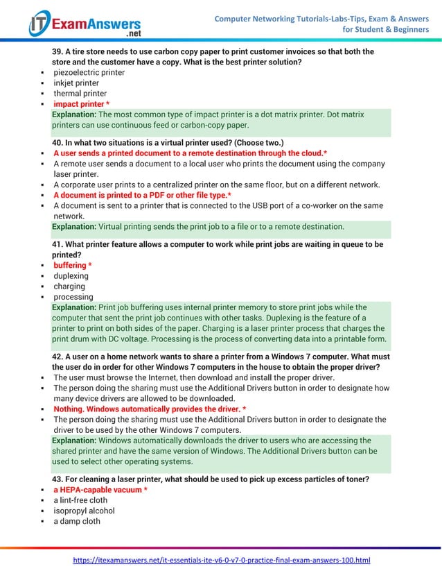 IT Essentials (Version 7.0) - ITE Practice Final Exam Answers | PDF