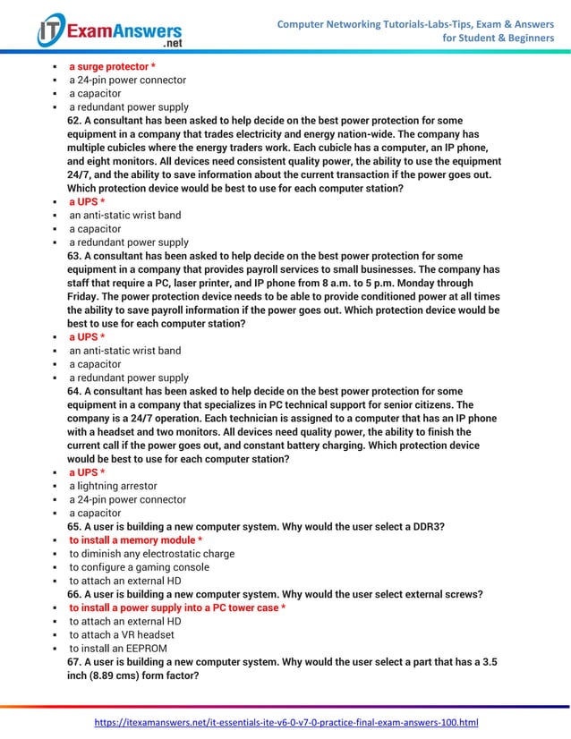 IT Essentials (Version 7.0) - ITE Practice Final Exam Answers | PDF