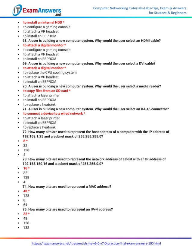 IT Essentials (Version 7.0) - ITE Practice Final Exam Answers | PDF
