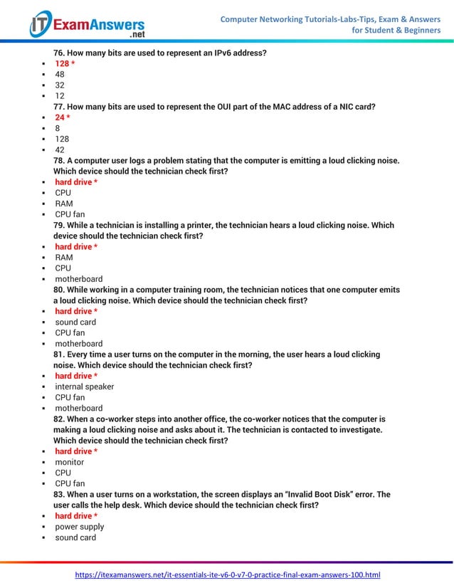 IT Essentials (Version 7.0) - ITE Practice Final Exam Answers | PDF