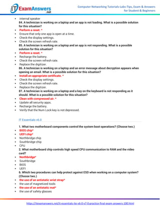 IT Essentials (Version 7.0) - ITE Practice Final Exam Answers | PDF