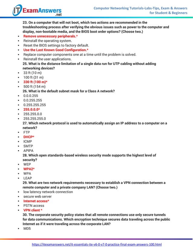 IT Essentials (Version 7.0) - ITE Practice Final Exam Answers | PDF