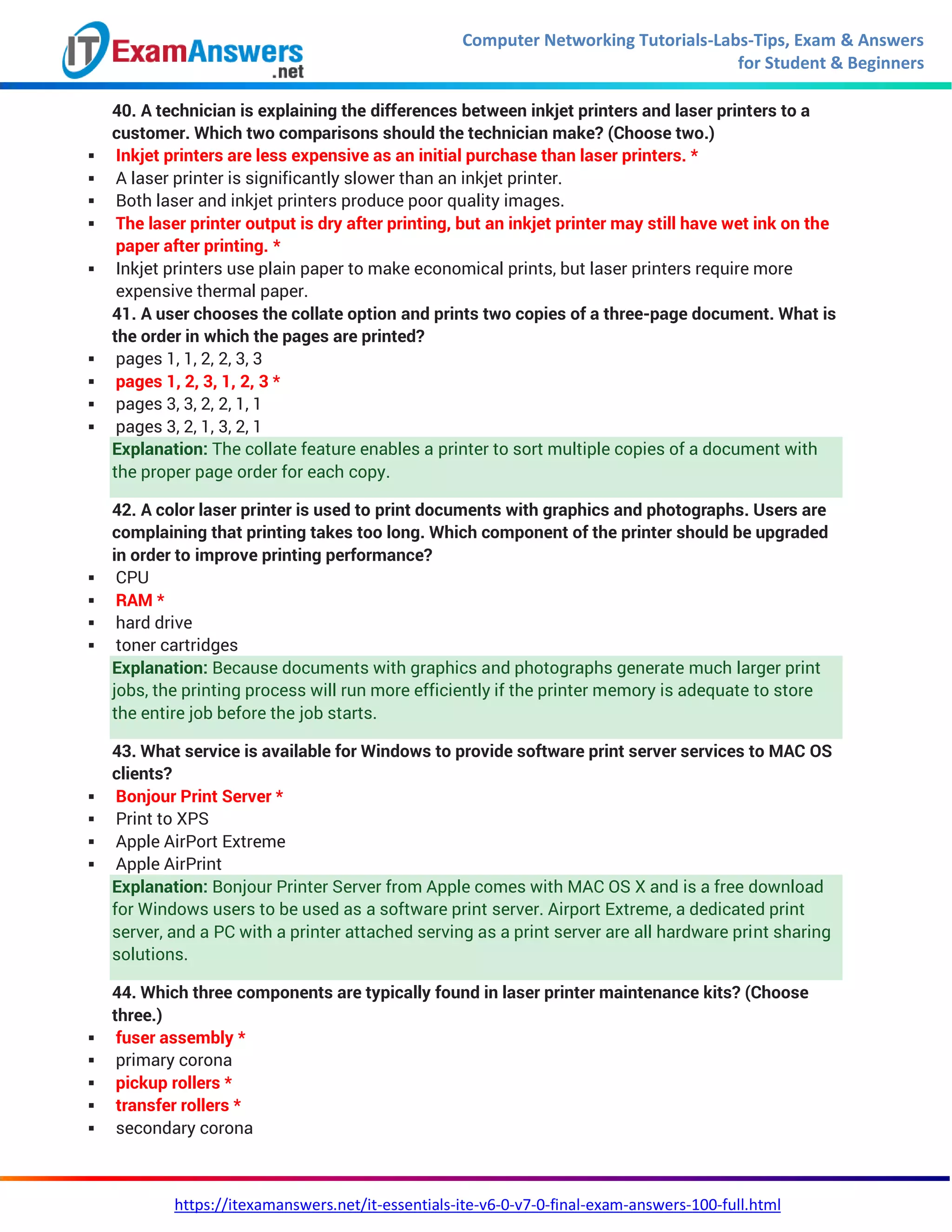 IT Essentials (Version 7.0) - ITE Final Exam Answers | PDF