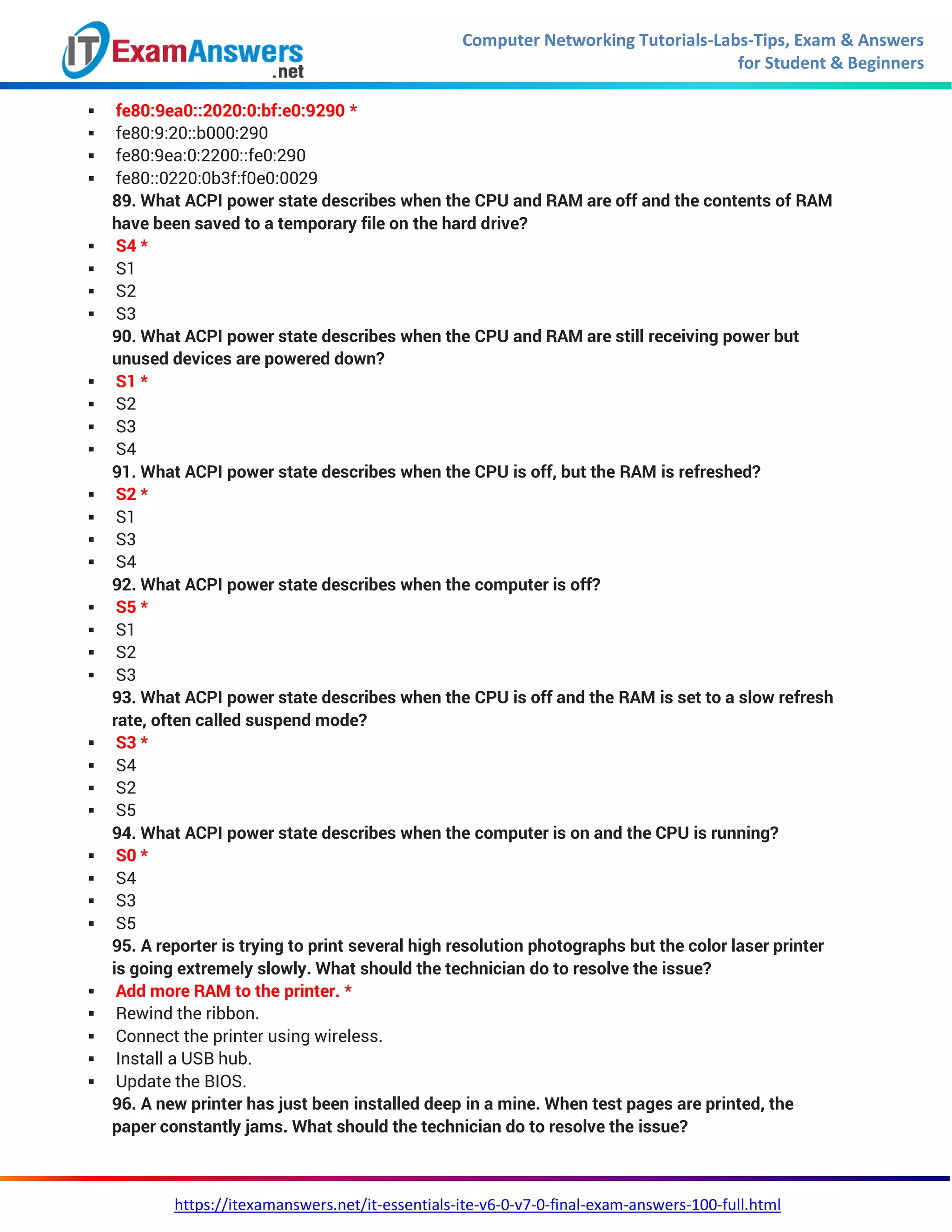 IT Essentials (Version 7.0) - ITE Final Exam Answers | PDF