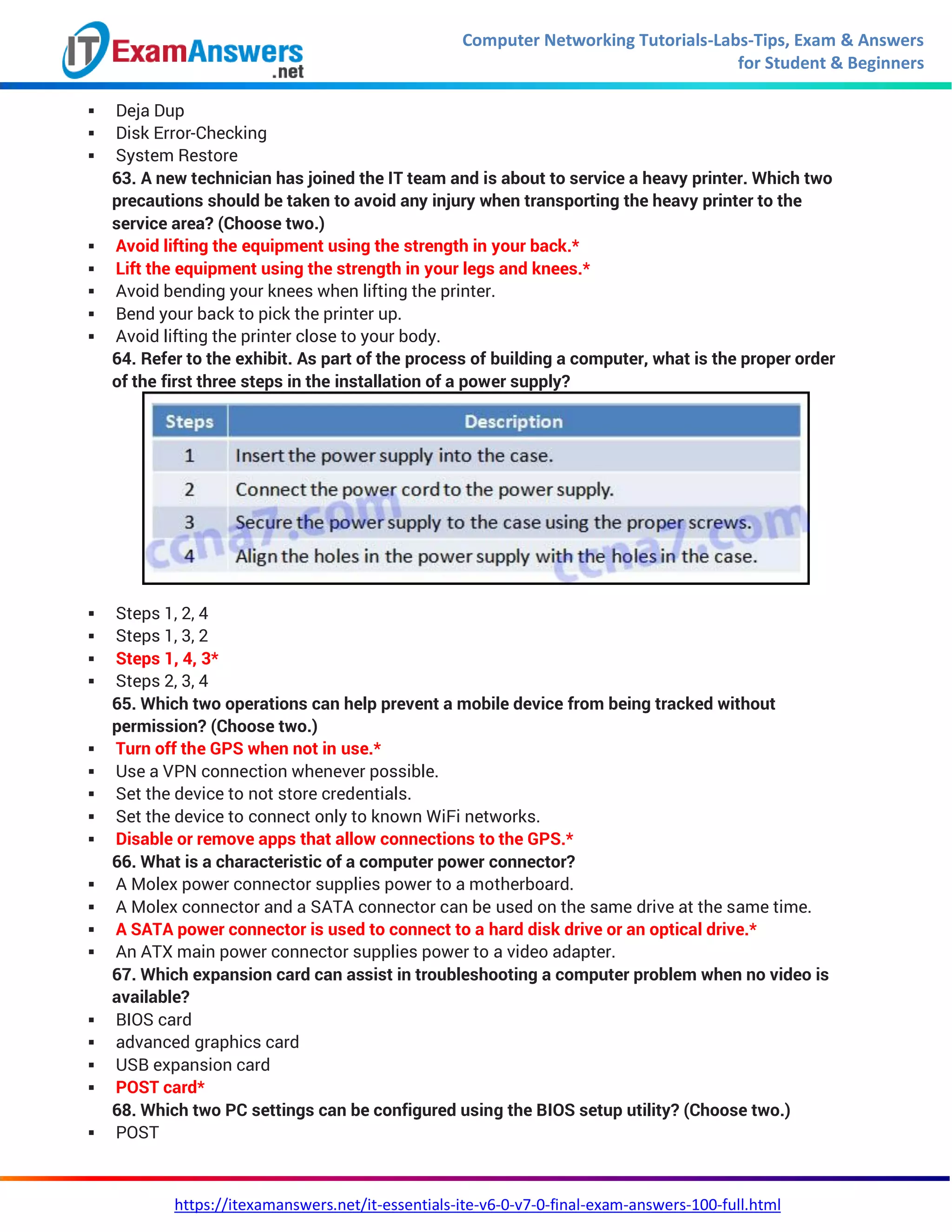 IT Essentials (Version 7.0) - ITE Final Exam Answers | PDF