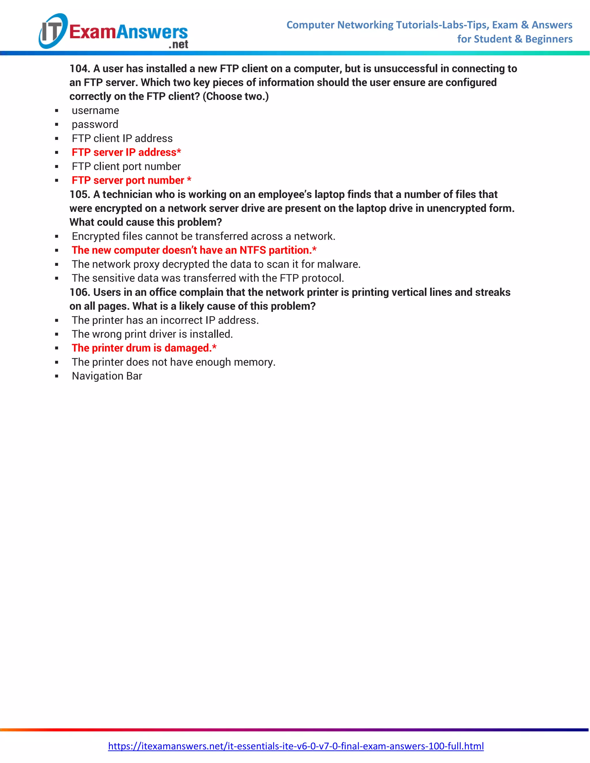 IT Essentials (Version 7.0) - ITE Final Exam Answers | PDF