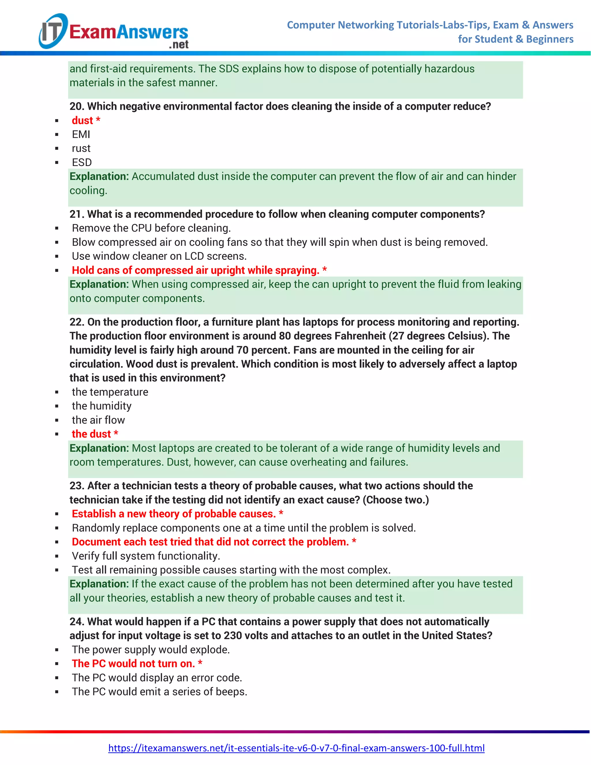 IT Essentials (Version 7.0) - ITE Final Exam Answers | PDF
