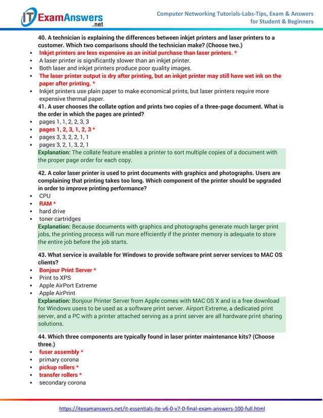IT Essentials (Version 7.0) - ITE Final Exam Answers | PDF | Operating ...