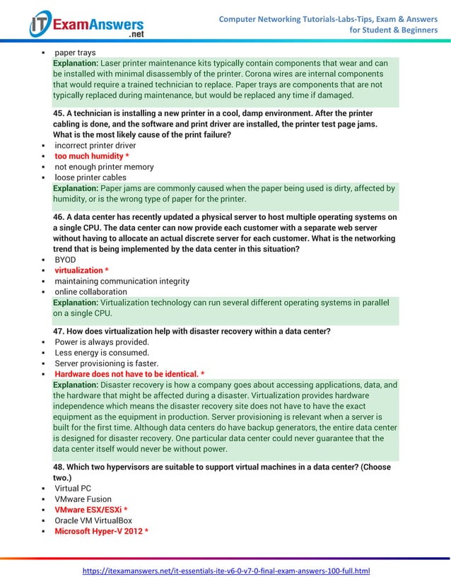 IT Essentials (Version 7.0) - ITE Final Exam Answers | PDF | Operating ...