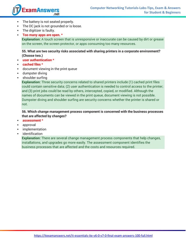 IT Essentials (Version 7.0) - ITE Final Exam Answers | PDF | Operating ...