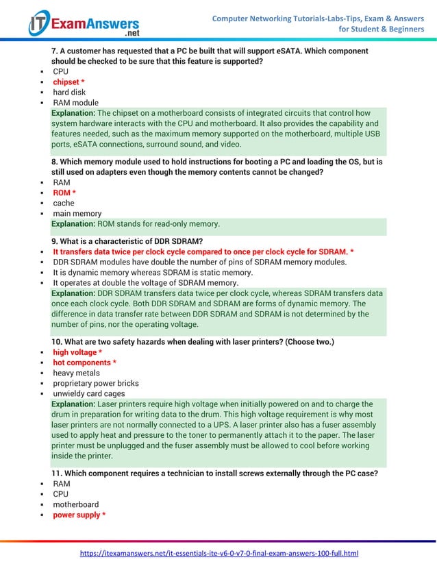 IT Essentials (Version 7.0) - ITE Final Exam Answers | PDF | Operating ...