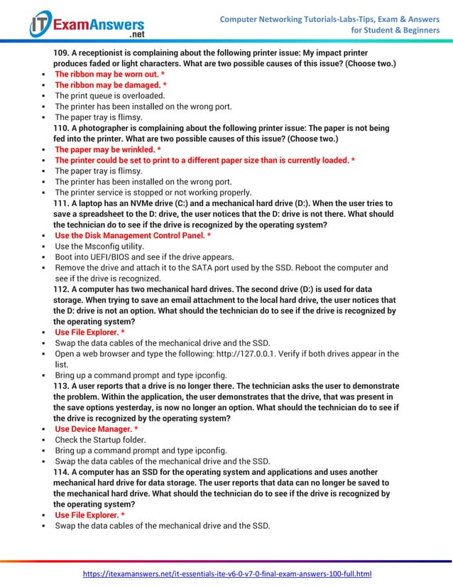 IT Essentials (Version 7.0) - ITE Final Exam Answers | PDF | Operating ...