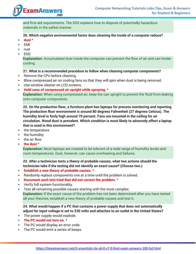IT Essentials (Version 7.0) - ITE Final Exam Answers | PDF | Operating ...