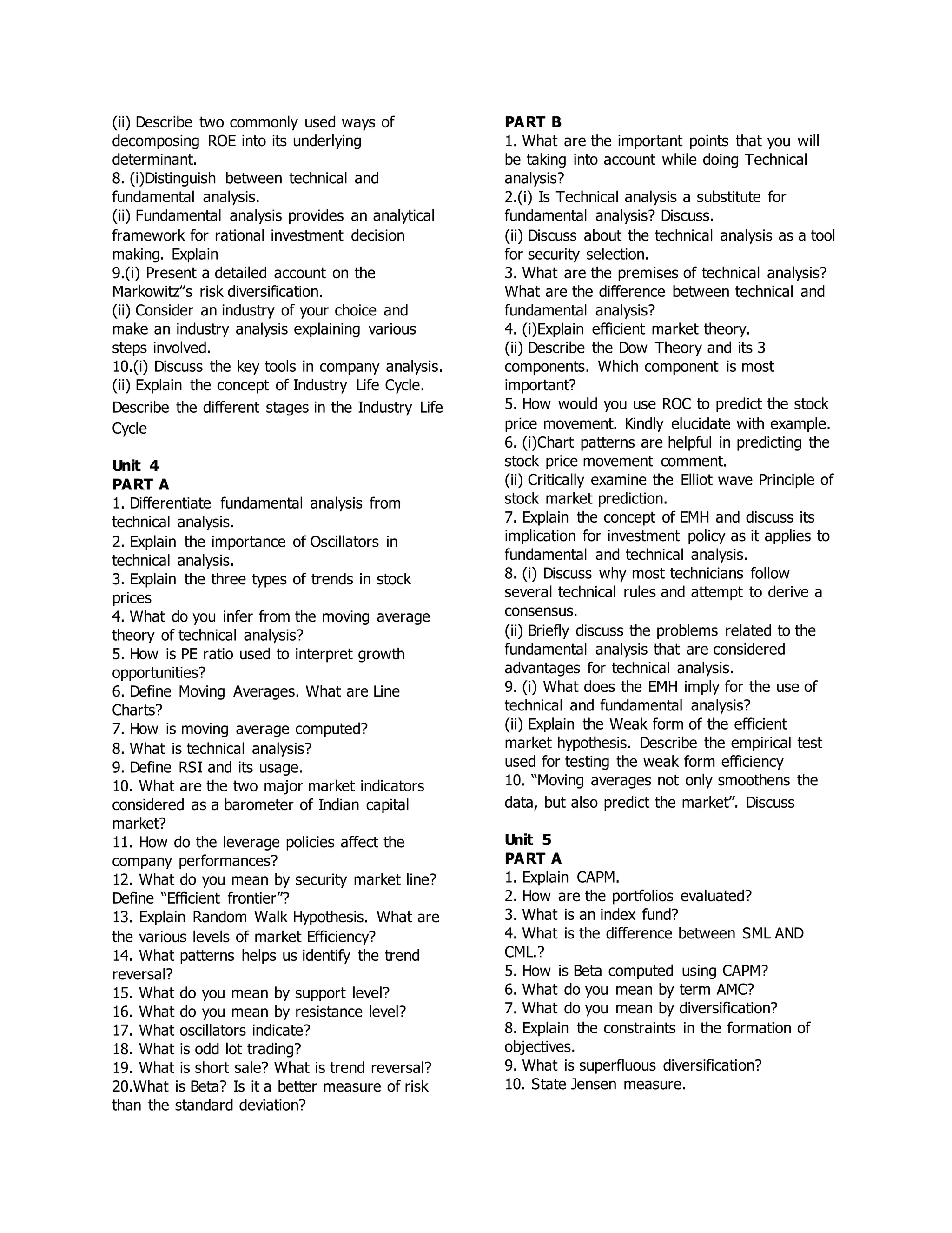 SECURITY ANALYSIS AND PORTFOLIO QUESTION PAPER | DOCX