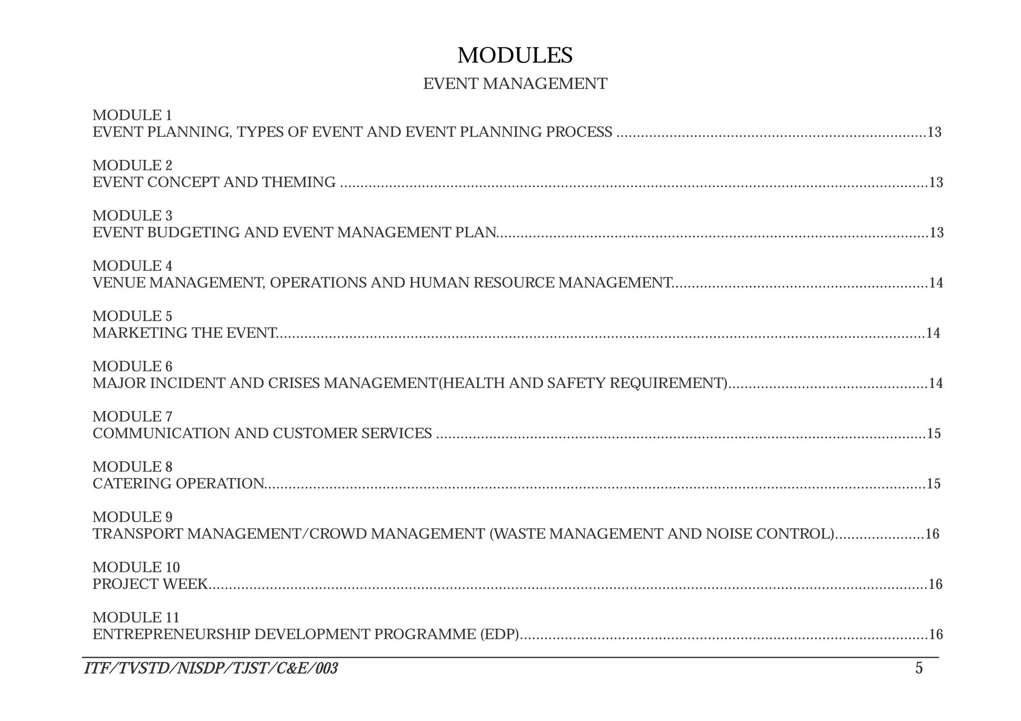 ITF Catering Technical Training Sheet.pdf | Vocational Training | Careers