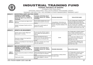 ITF Catering Technical Training Sheet.pdf | Vocational Training | Careers