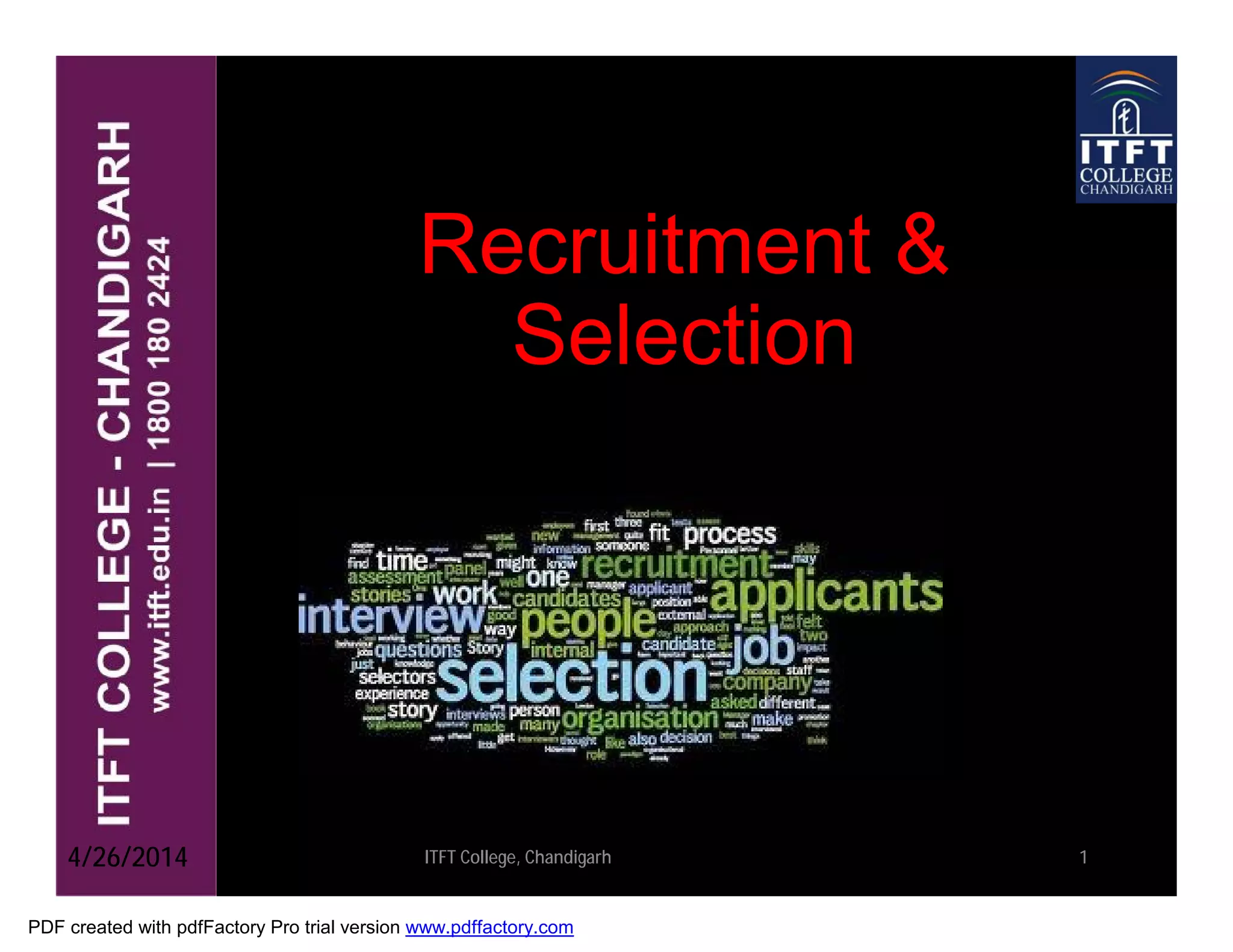 ITFT - Recruitment & Selection, Induction & Orientation | PDF