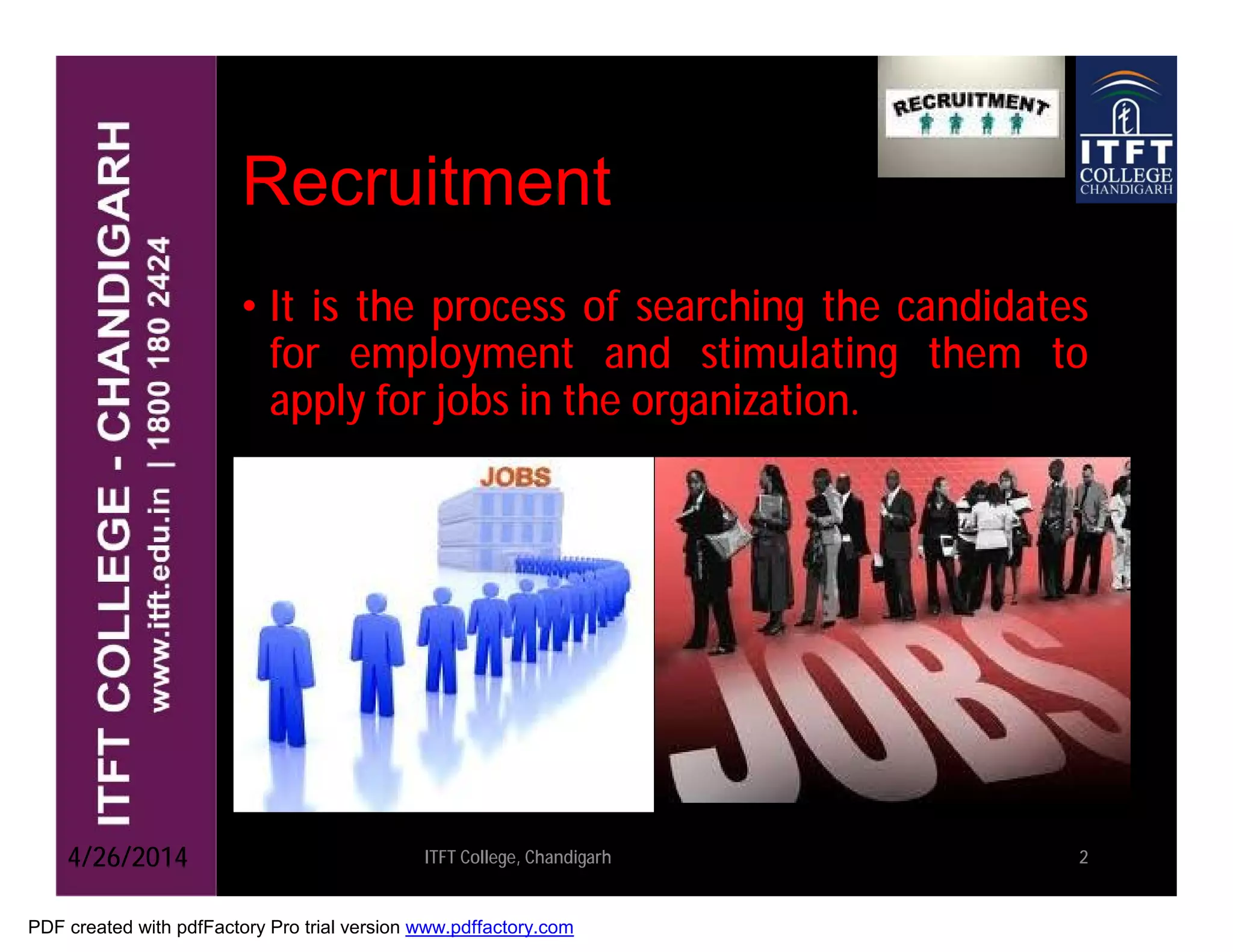 ITFT - Recruitment & Selection, Induction & Orientation | PDF