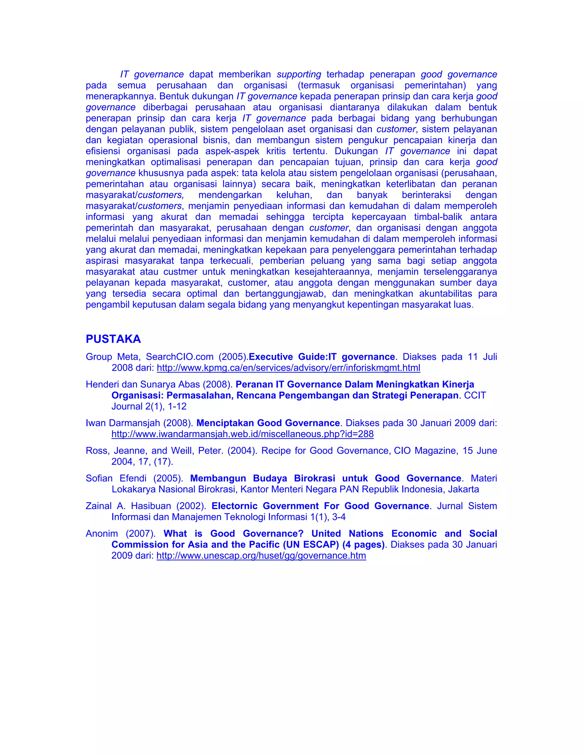 It governance support good governance | PDF